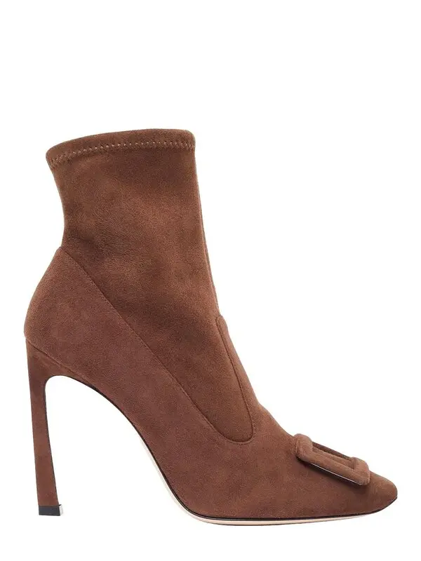 ROGER VIVIER Trompette 100 Suede Boots - Brown