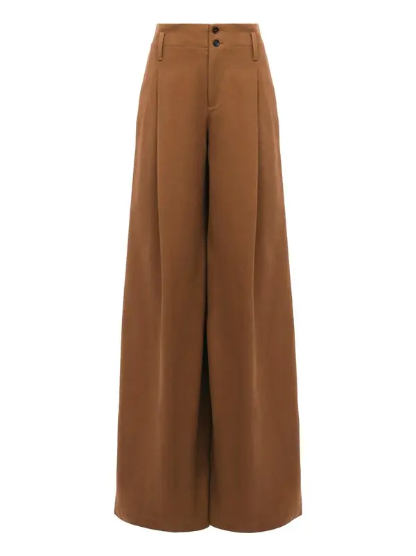 Chloé High-rise Wide-leg Cotton Canvas Pants - Brown