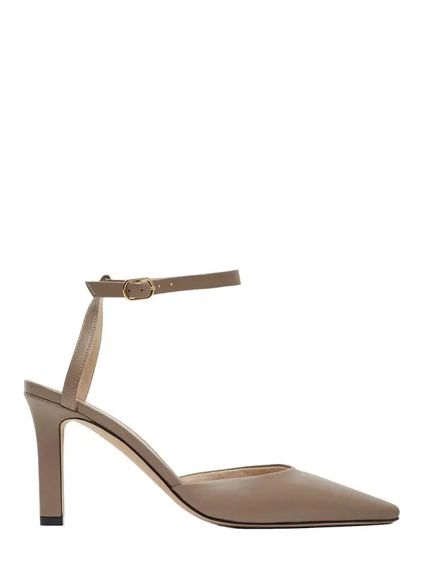 THE ROW Carla 80 Ankle Strap Pumps - Beige