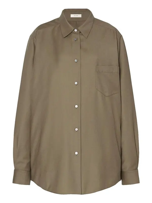 THE ROW Pino Wool Flannel Shirt - Grey