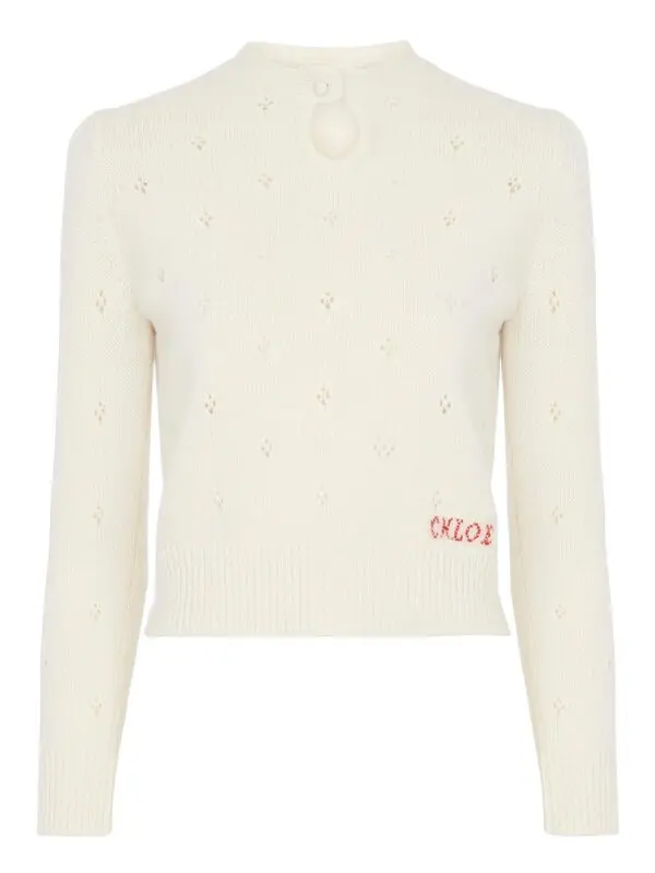 Chloé Logo Knitted Jumper - White
