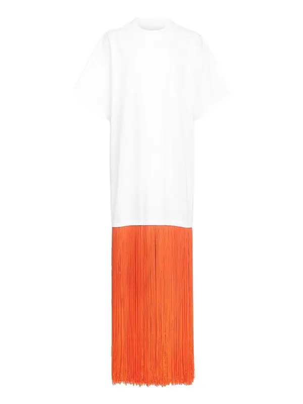 Alaïa Fringed T-shirt Dress - White