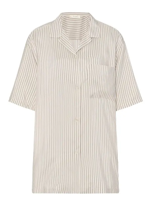 THE ROW Jorge Striped Silk Shirt - White/grey