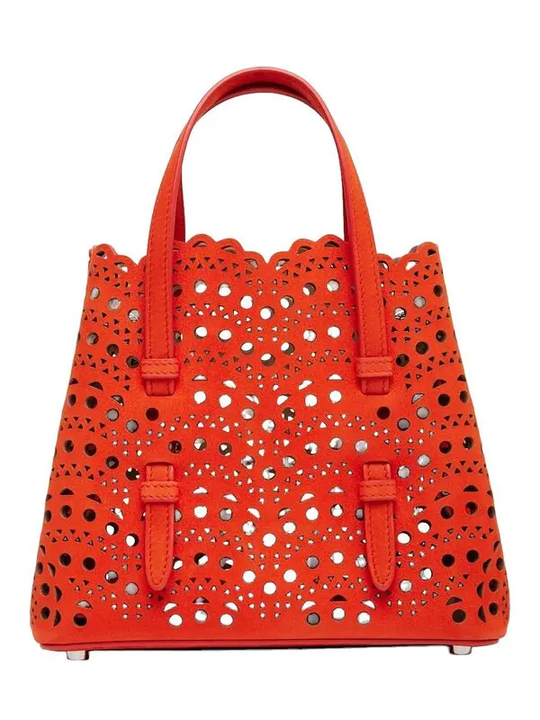 Alaïa Mina 20 Vienne Vague Suede Tote Bag - Orange