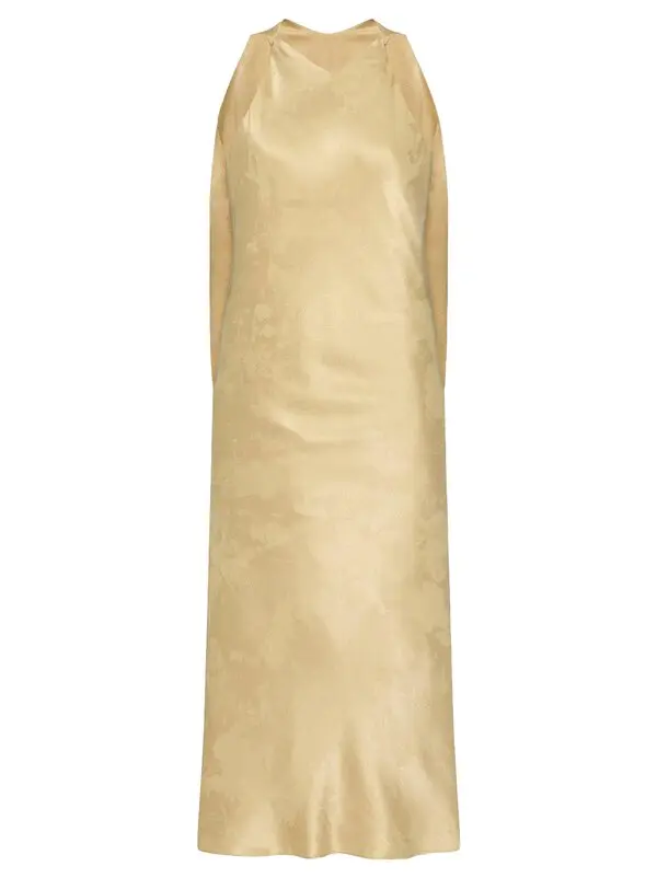 THE ROW Baras Textured Crepe Silk Dress - Yellow