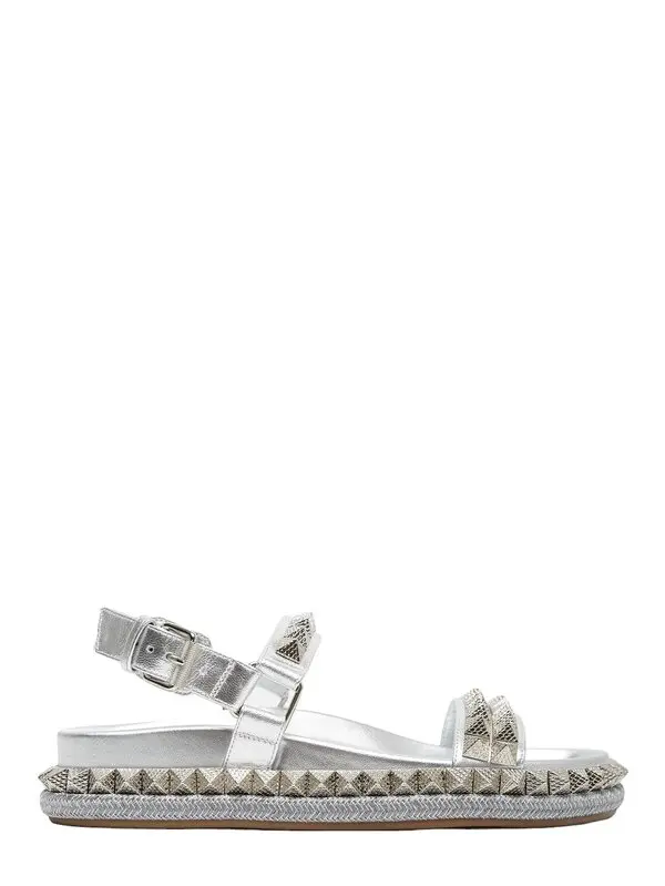CHRISTIAN LOUBOUTIN Pyrabizz Flat Sandals - Silver