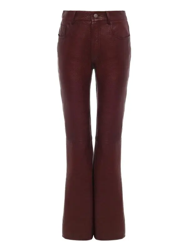 Chloé Flared Leather Trousers - Burgundy