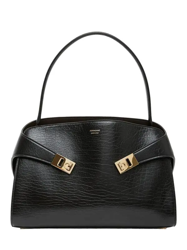 FERRAGAMO Hug M Top Handle Bag - Black