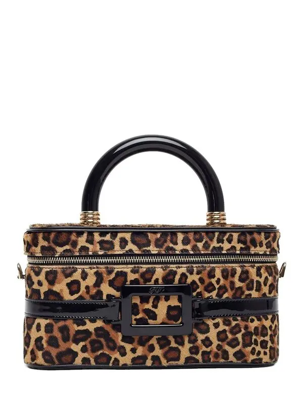ROGER VIVIER Belle Vivier Vanity Leopard Mini Bag - Brown/black