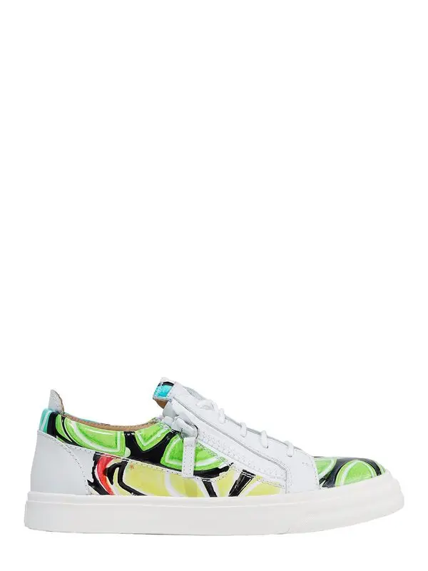 GIUSEPPE ZANOTTI London Embossed Printed Leather Sneakers - Bright Green