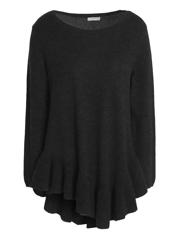 Joie Ruffled Wool And Cashmere-blend Sweater - Charcoal