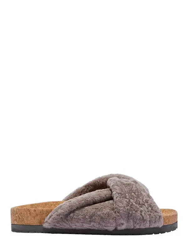 Vince Goran Twisted Shearling Slides - Taupe