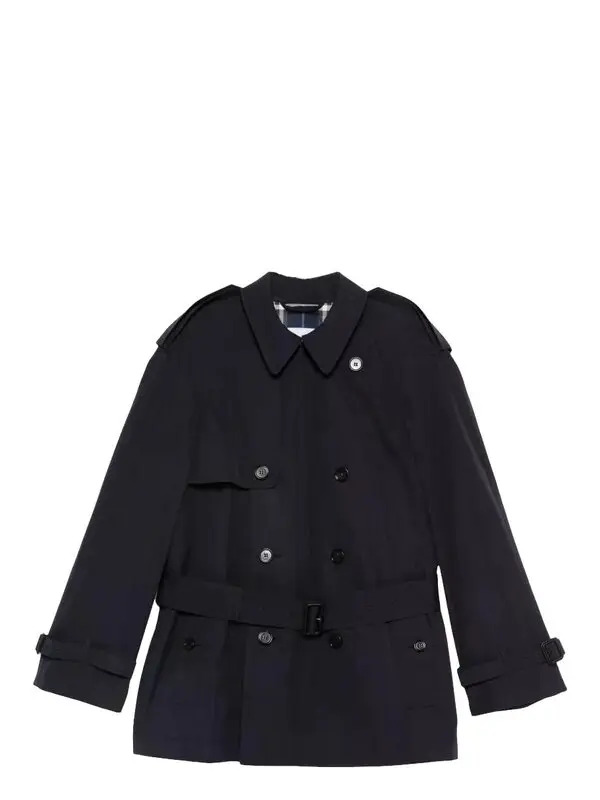 Burberry Belted Button Coat - Blue