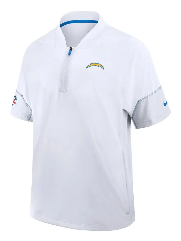 Nike Los Angeles Chargers Sideline Coach Nfl 1/2-zip Short-sleeve Hooded Jacket - White