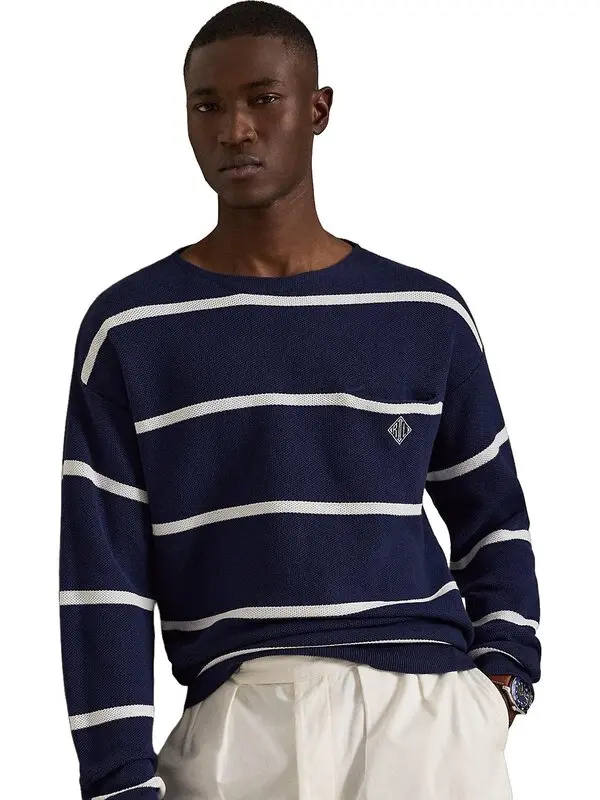 Ralph Lauren Relaxed Fit Mesh-knit Cotton Sweater - Navy Combo