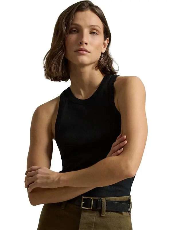 Ralph Lauren Stretch Cotton Ribbed Tank - Polo Black
