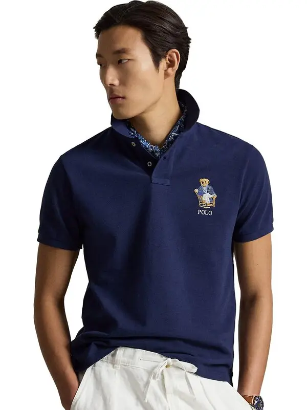 Ralph Lauren Custom Slim Fit Polo Bear Polo Shirt - Newport Bear/navy
