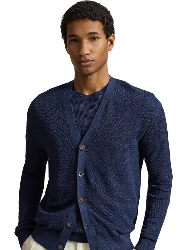Ralph Lauren Relaxed Fit Linen Cardigan - Newport Navy