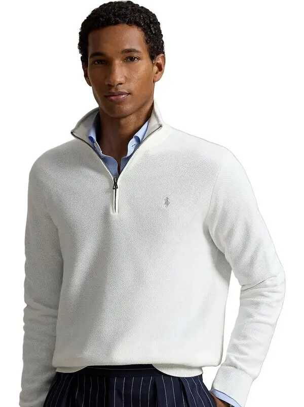 Ralph Lauren Mesh-knit Cotton Quarter-zip Sweater - Deckwash White