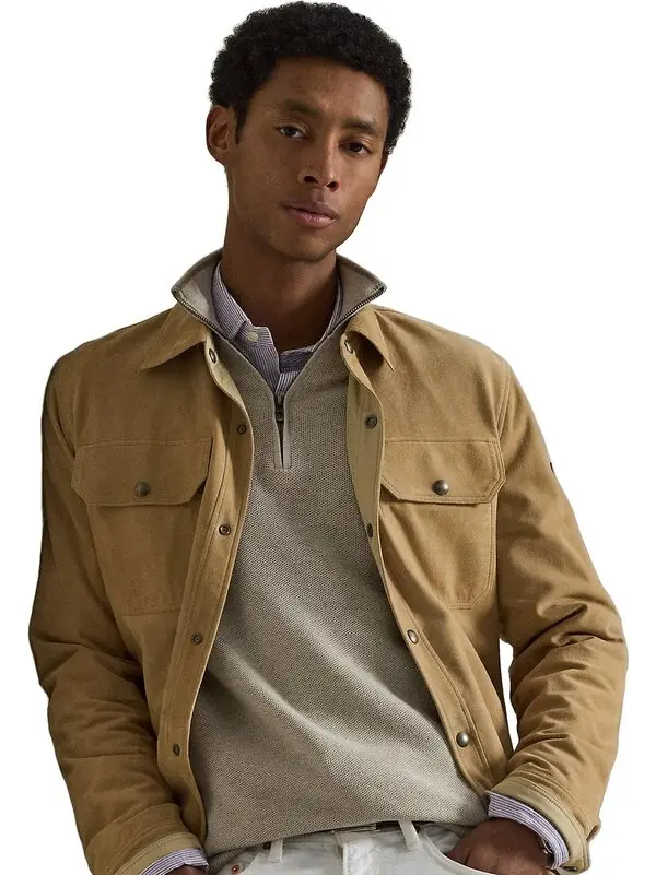 Ralph Lauren Mesh-knit Cotton Quarter-zip Sweater - Light Walnut Brown