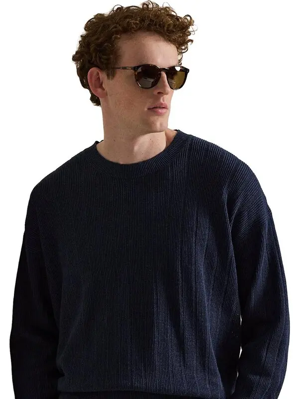 Ralph Lauren Relaxed Fit Textured Linen Sweater - Newport Navy