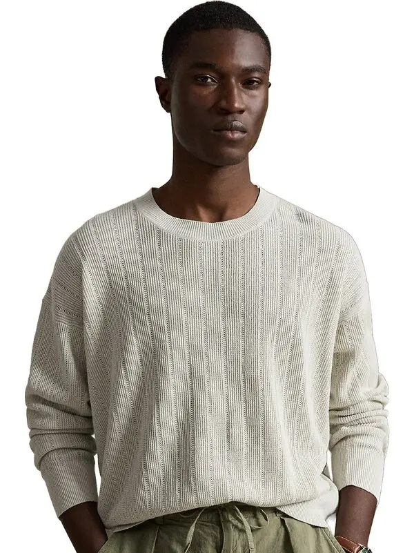 Ralph Lauren Relaxed Fit Textured Linen Sweater - Stone Pebble