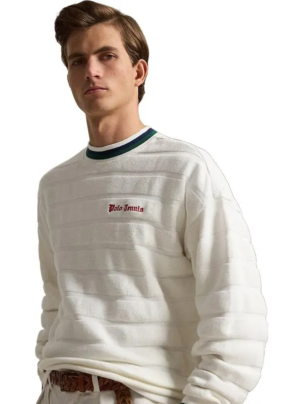 Ralph Lauren Relaxed Fit Textured Jacquard Pullover With Embroidered Logo - White