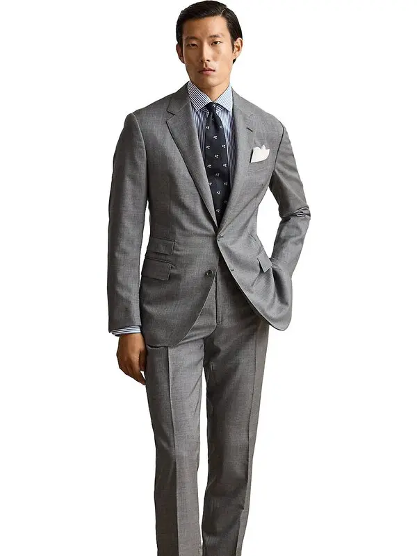 Ralph Lauren Kent Hand-tailored Sharkskin Suit - Medium Grey