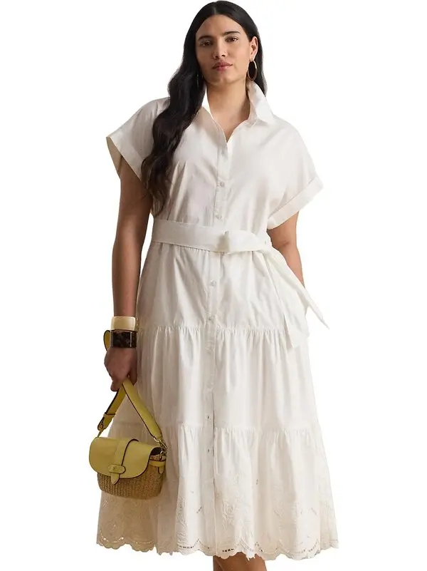 Ralph Lauren Eyelet Tiered Shirtdress - White