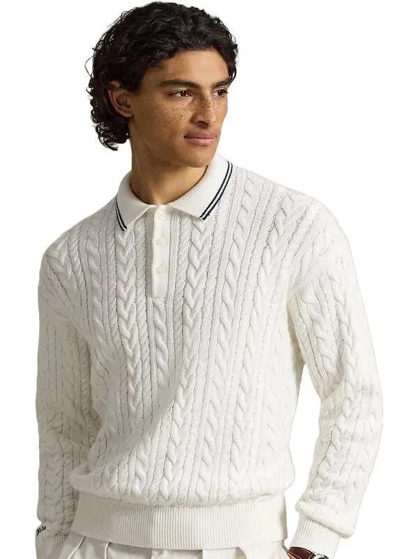 Ralph Lauren Relaxed Fit Cable-knit Polo Sweater - Trophy Cream