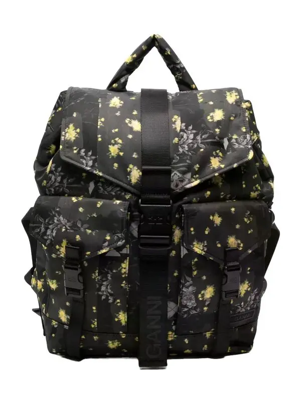 GANNI Floral-print Backpack - Black