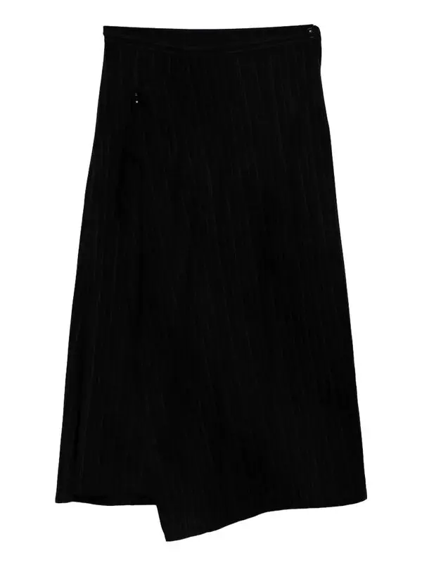 Y’s Pinstriped Asymmetric Skirt - Black