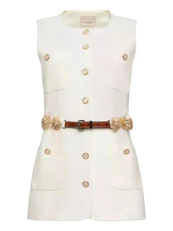 Cinq À Sept Embellished Belted Vest - Neutrals