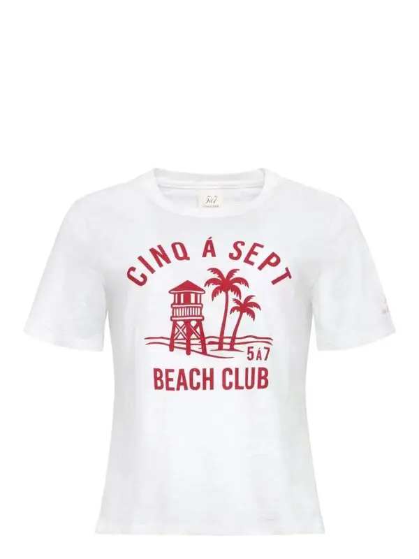 Cinq À Sept Logo-print Slub-texture T-shirt - White