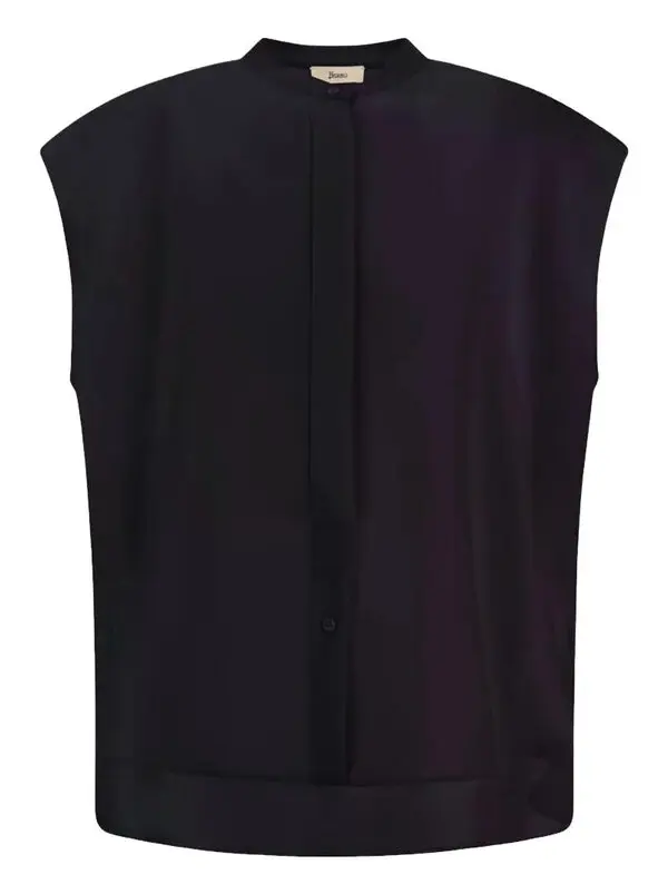 Herno Mandarin-collar Cady Blouse - Black