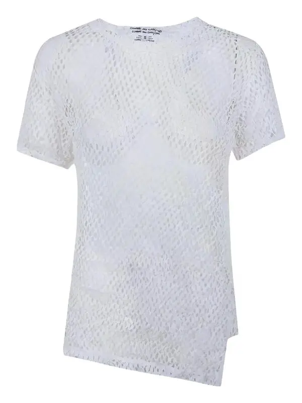 Comme Des Garçons Asymmetric-hem Mesh T-shirt - White