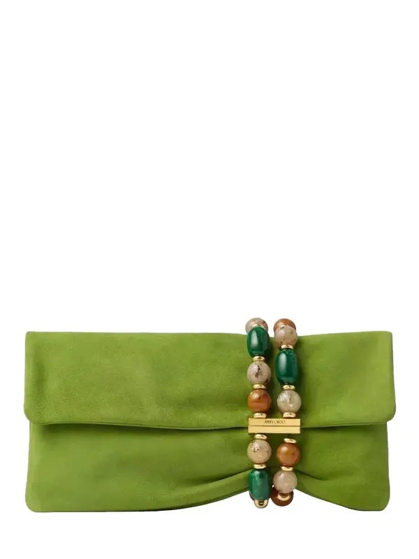JIMMY CHOO Zandra Bead-embellished Clutch - Green