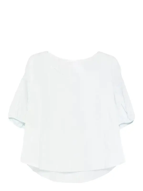 SUSANNE BOMMER Puff-sleeve V-neck Shirt - Neutrals