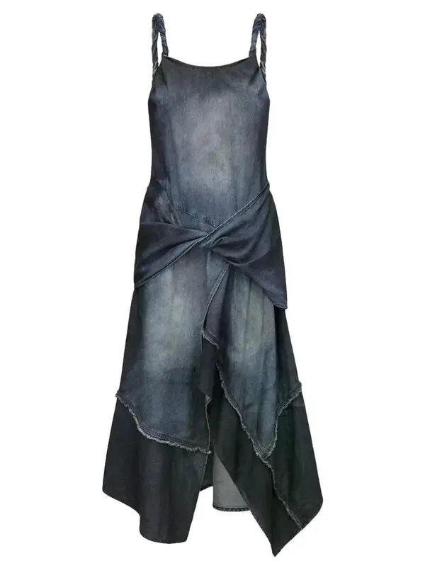 FENG CHEN WANG Layered Twisted-detail Dress - Blue