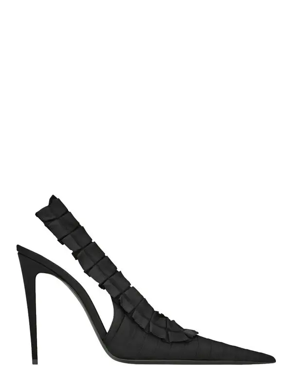 Saint Laurent Madeleine Ruffled Slingback Pumps - Black