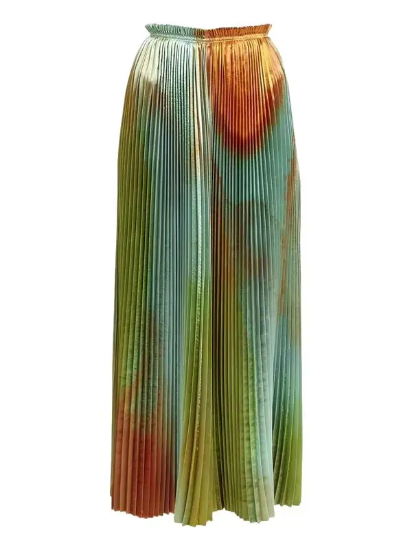 Ulla Johnson Pleated Abstract-print A-line Skirt - Green