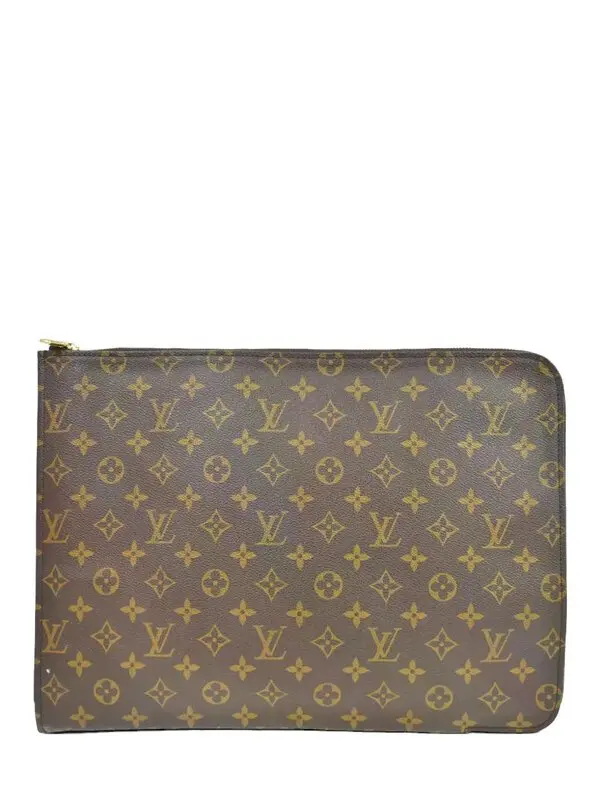 LOUIS VUITTON 1995 Monogram Poche Documents Business Bag - Brown