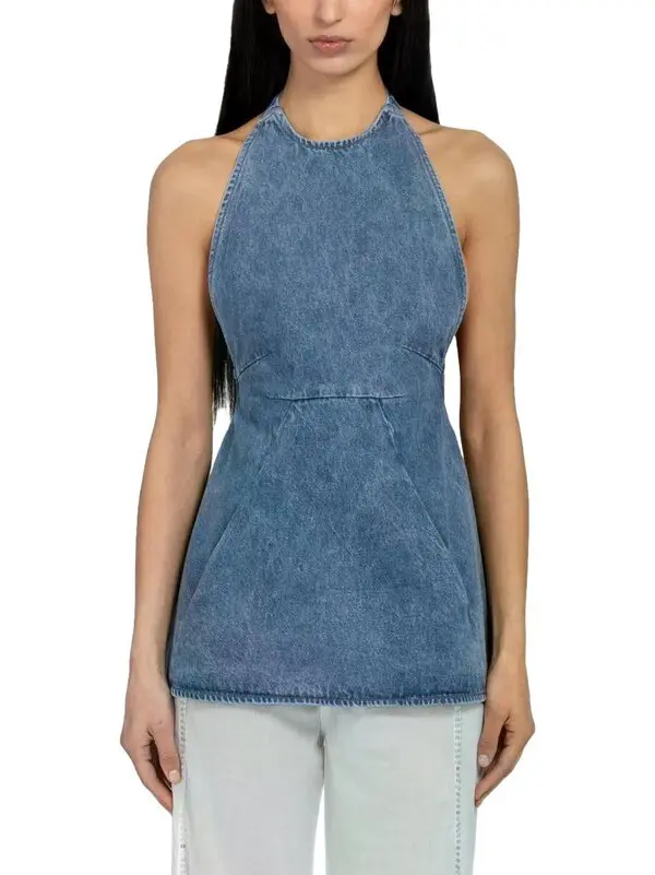 Gimaguas Halterneck Backless Top - Blue