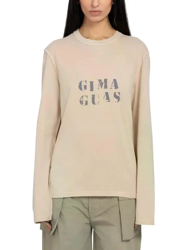 Gimaguas Logo-print Long-sleeve T-shirt - Neutrals