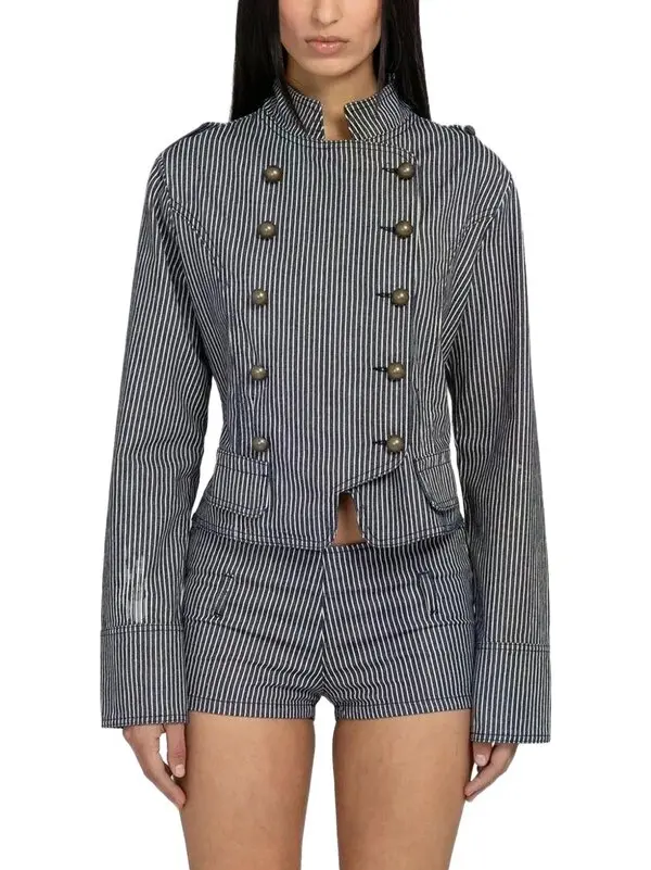 Gimaguas Striped Double-breasted Jacket - Grey