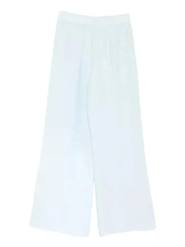 120% Lino Elasticated-waist Wide-leg Trousers - Blue