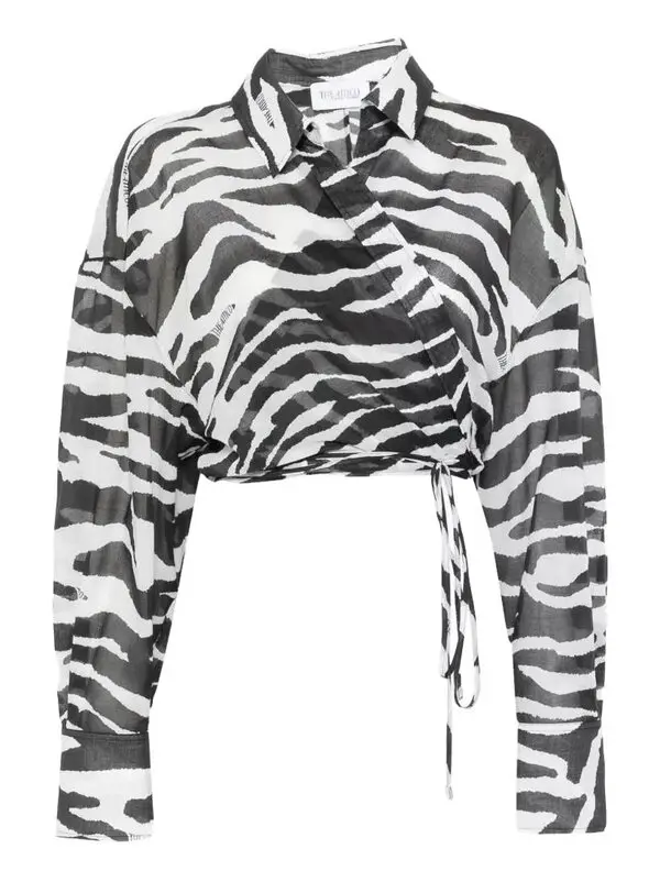 Attico Zebra-pattern Long-sleeve Blouse - White