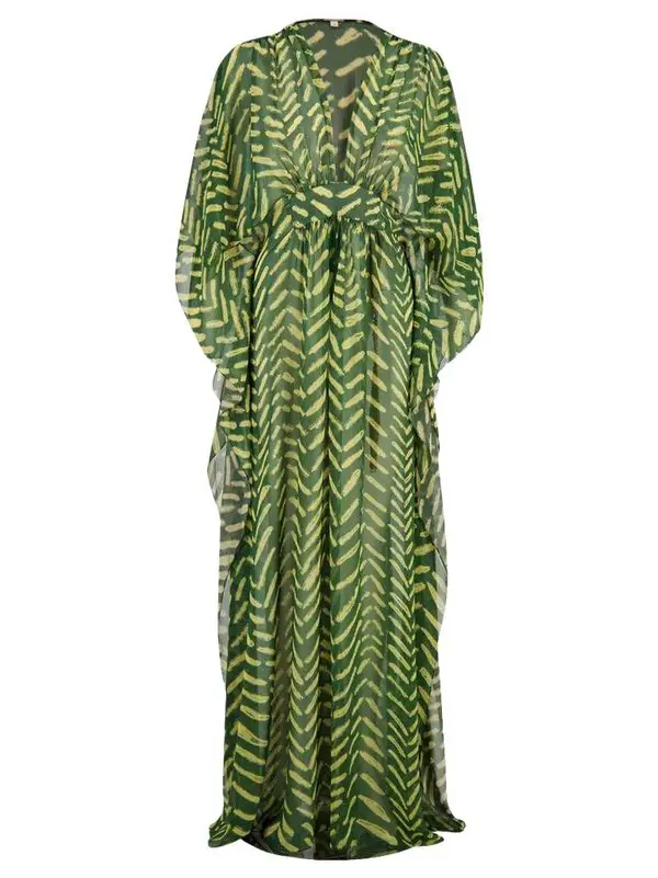 Johanna Ortiz Secret Garden V-neck Maxi Dress - Green
