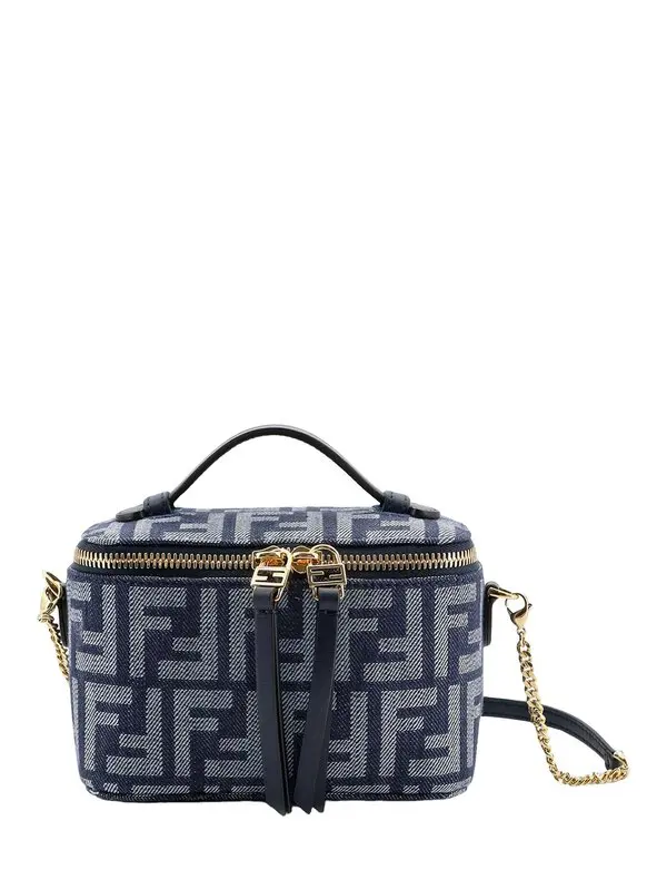 Fendi Vanity Denim-effect Ff Jacquard Mini Bag - Blue