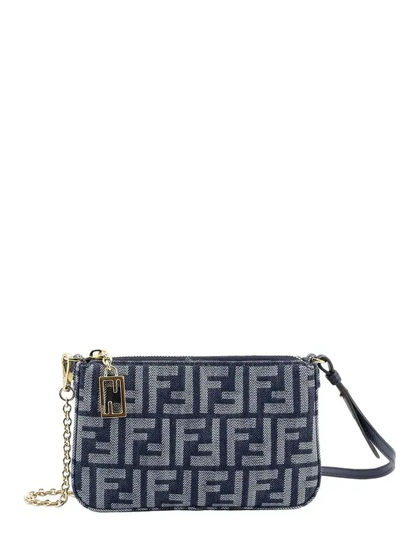 Fendi Baguette Ff Jacquard Fabric Clutch - Blue